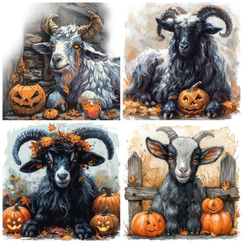 47 Halloween Goat PNG Clipart, Watercolor Adorable Halloween Costume ...