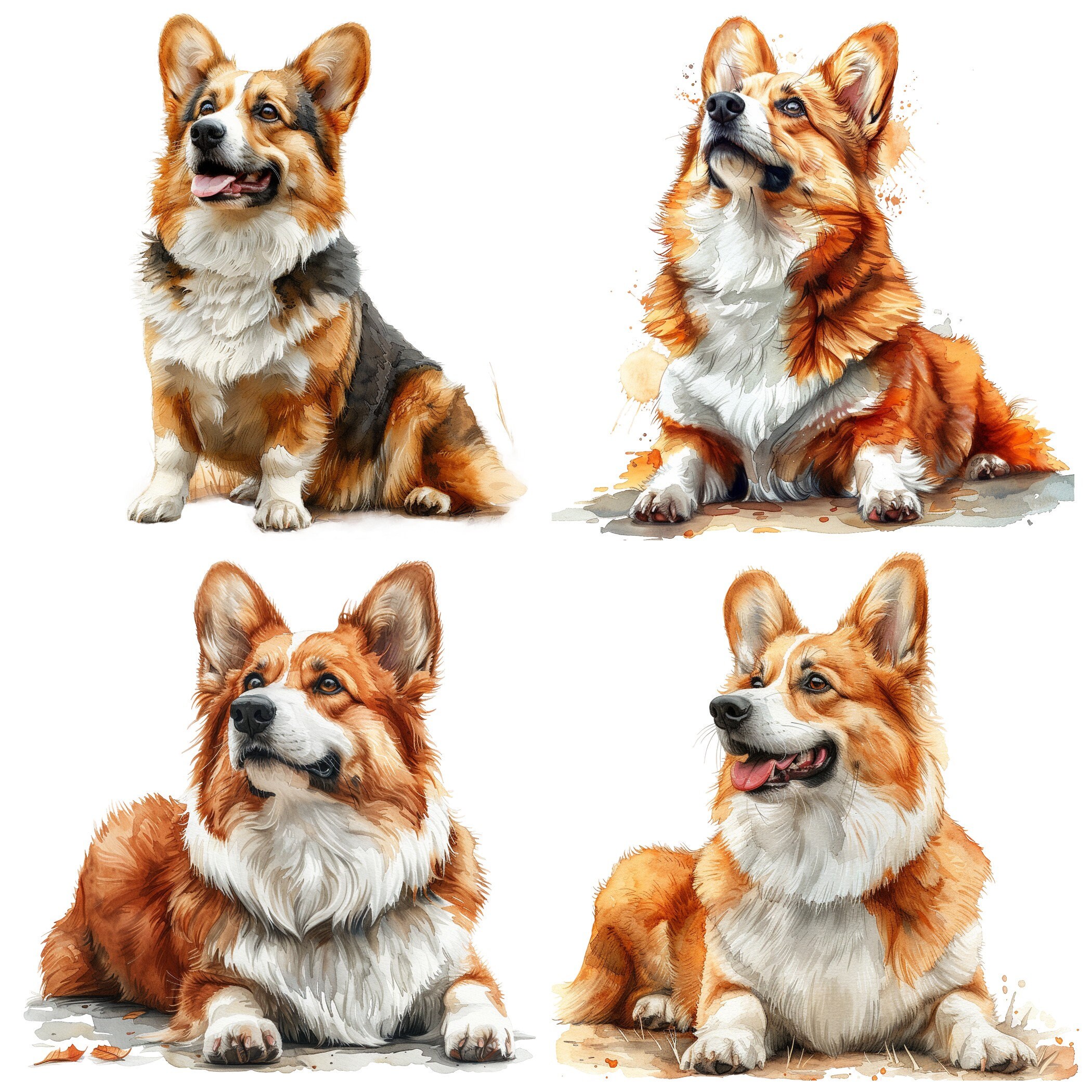 31 Pembroke Welsh Corgi PNG Clipart, Watercolor Welsh Corgi Portrait ...
