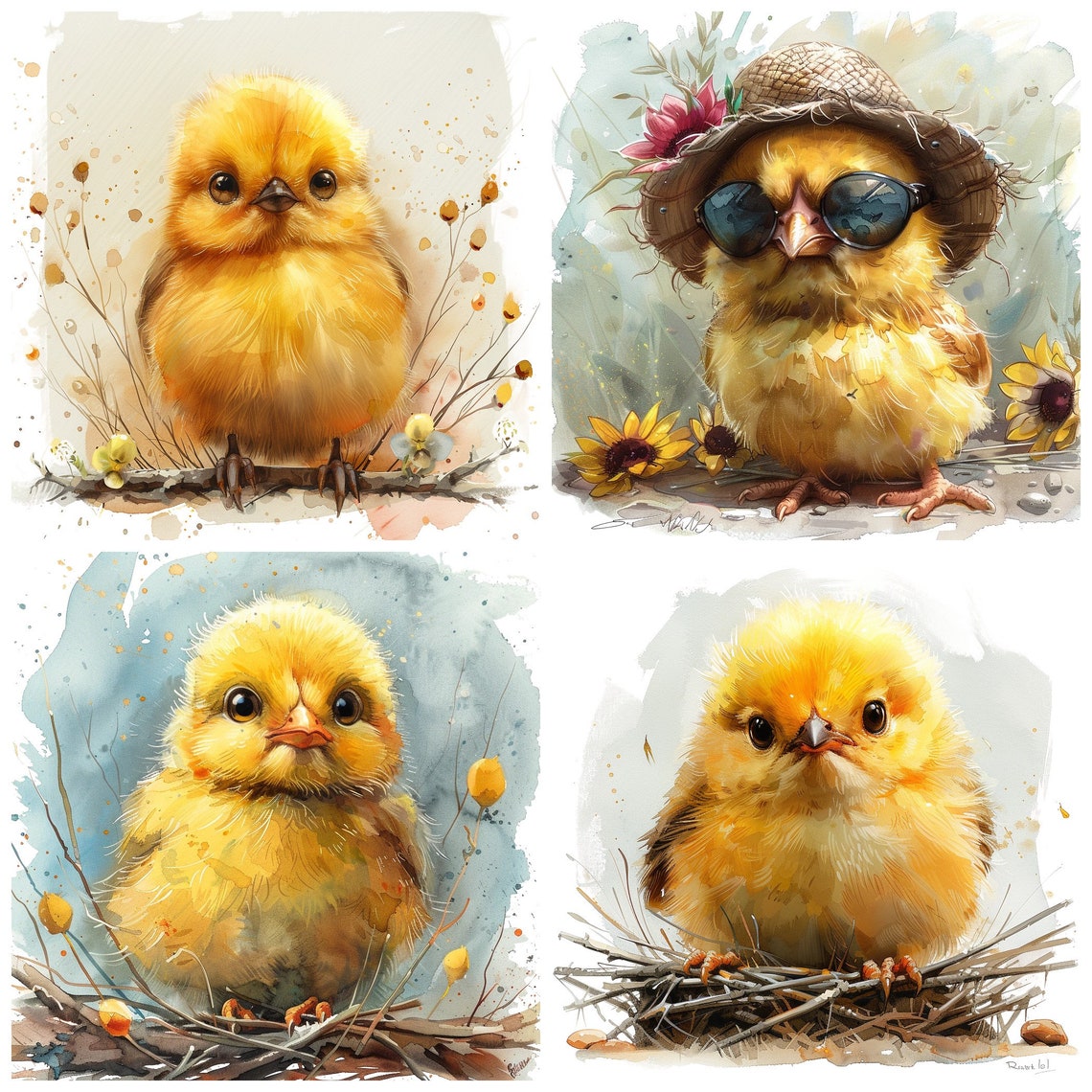 Watercolor Chick PNG Clipart, Adorable 43 Chick Illustration, Nursery ...