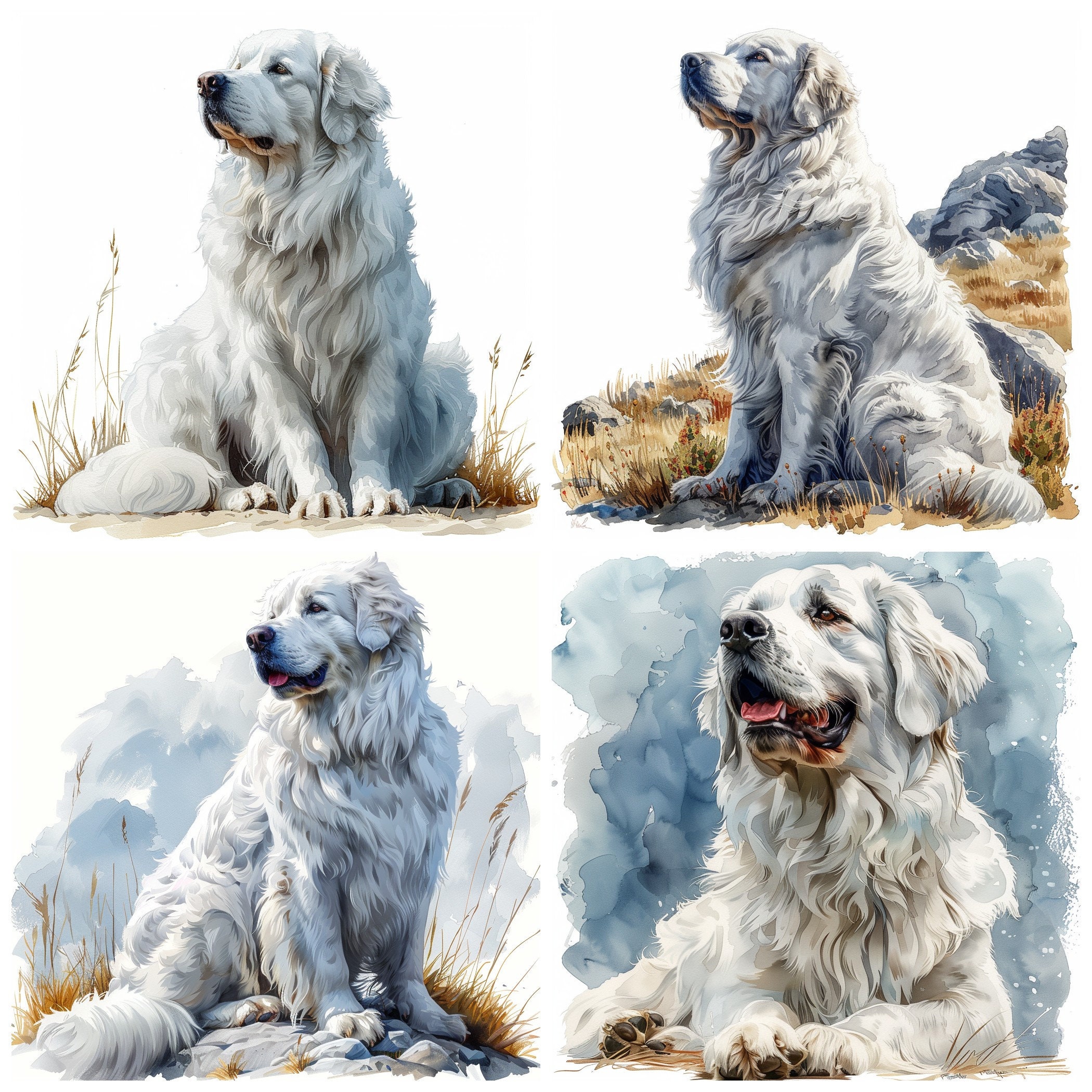 Great Pyrenees PNG Clipart, Watercolor 31 Mountain Dog Great Pyrenees ...