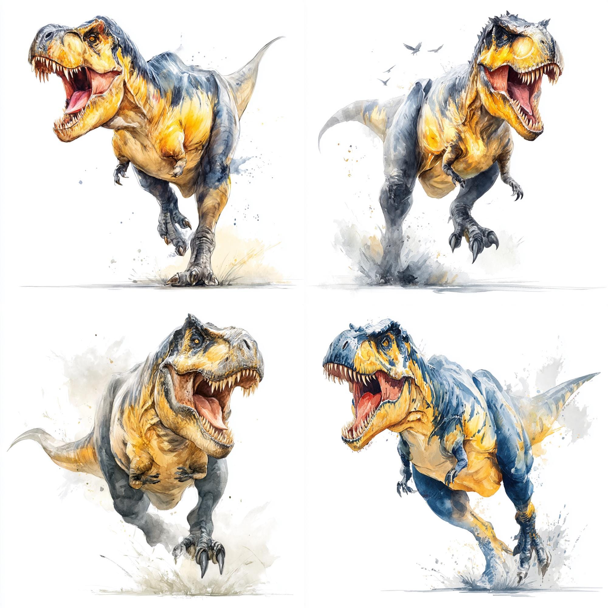 50 T-rex Dinosaurs PNG Clipart Bundle, Watercolor T - Rex Jurassic Park ...