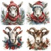 Christmas Goats PNG Clipart, Watercolor 45 Festive Goat Transparent ...