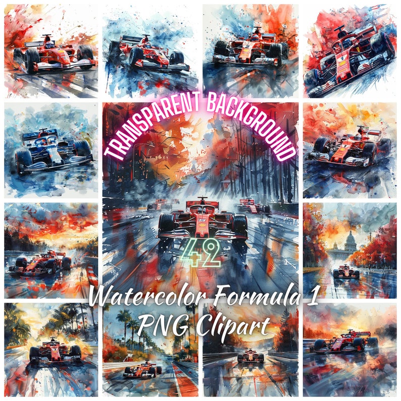 Formula 1 PNG Clipart, Watercolor F1 Race Car Poster Image, Motorsport ...