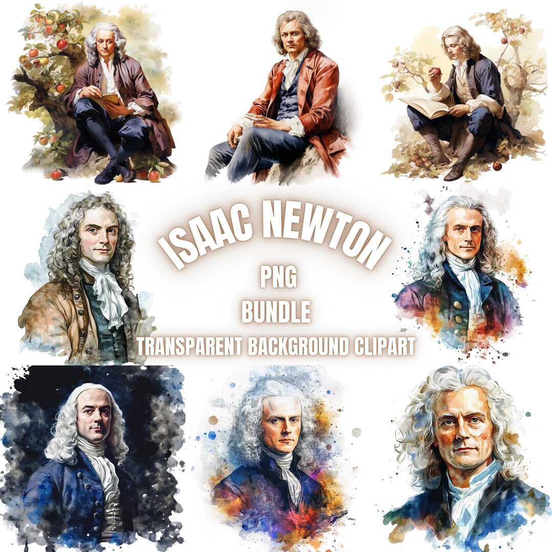 44 Isaac Newton PNG Clipart Bundle, Watercolor Famous Figure Sır Isaac ...