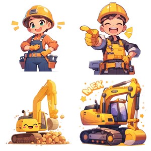 56 Cute Constraction PNG Clipart Bundle, Cartoon Engineer Nursery ...
