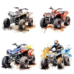 43 ATV Extreme Sport Clipart PNG Bundle, Watercolor ATV Adventure ...