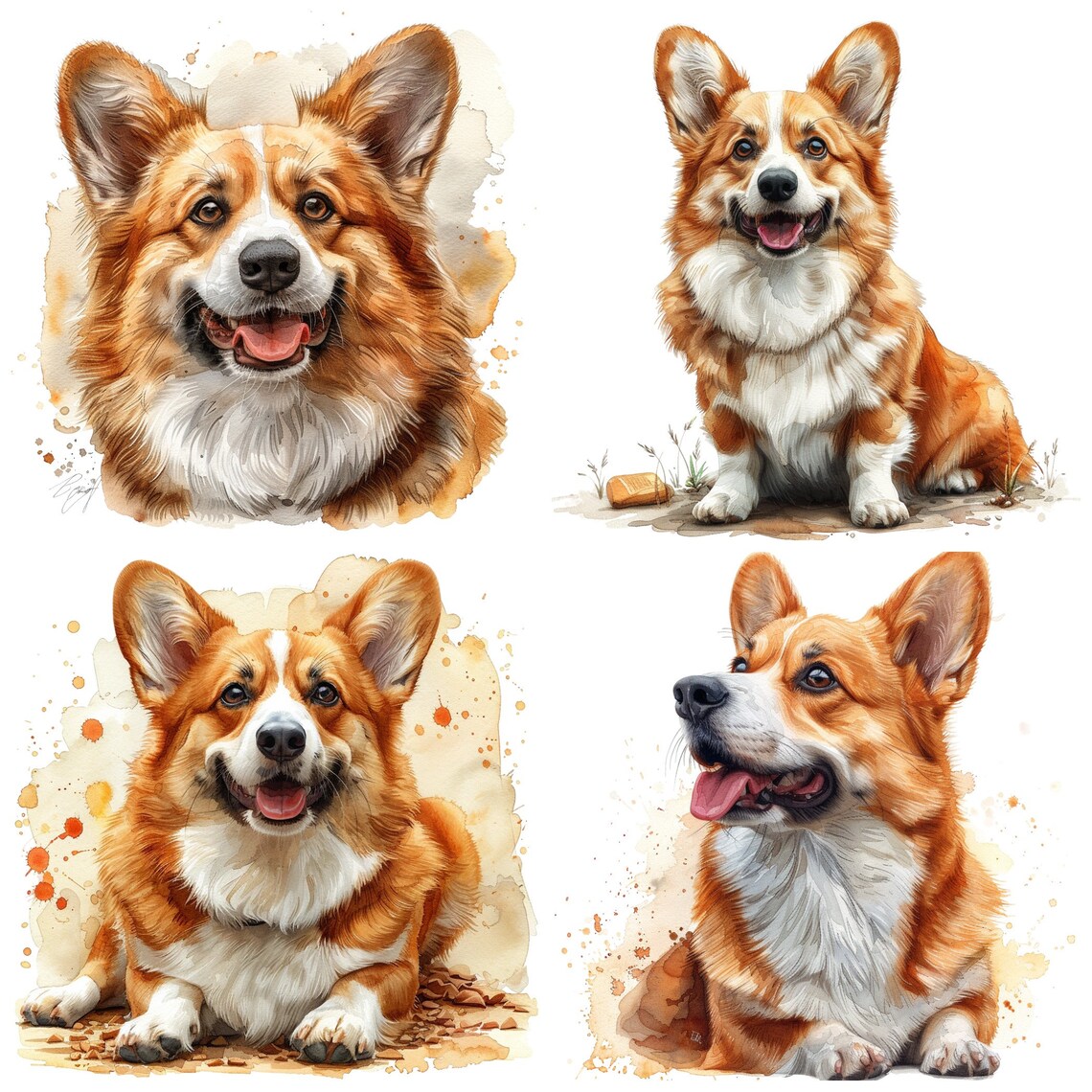 31 Pembroke Welsh Corgi PNG Clipart, Watercolor Welsh Corgi Portrait ...