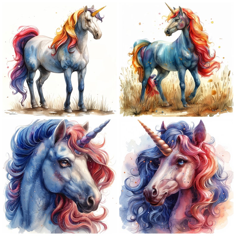 Watercolor Unicorn PNG Clipart, 26 Mythical Creature Unicorn ...