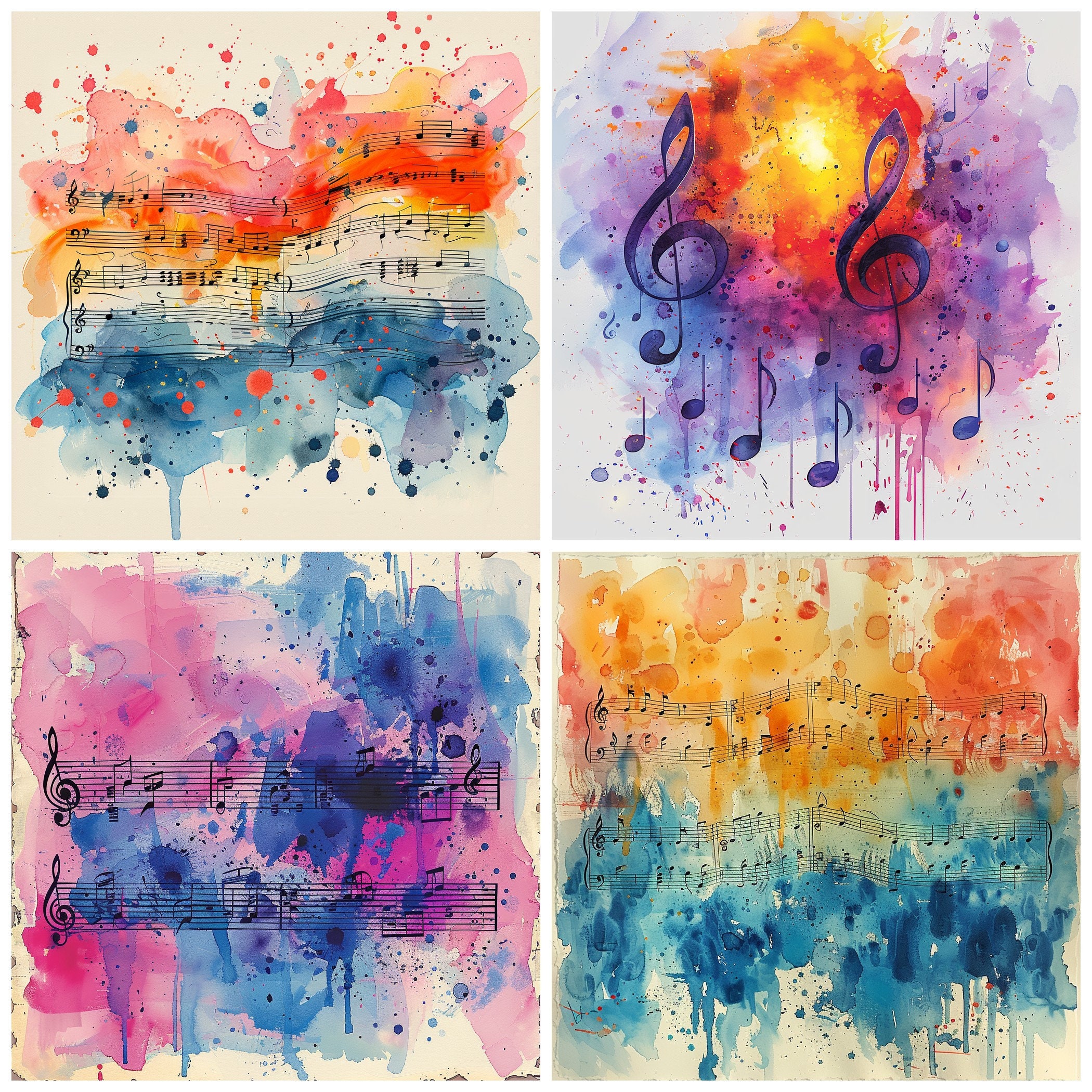 26 Music Notations PNG Clipart, Watercolor Abstract Music Symbol ...