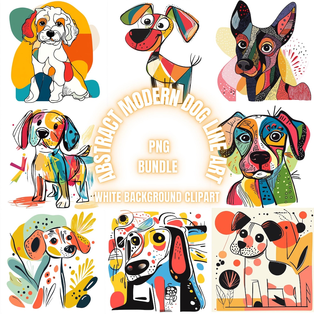34 Abstract Modern Line Art Dog PNG Clipart Bundle, Abstract Line Art ...