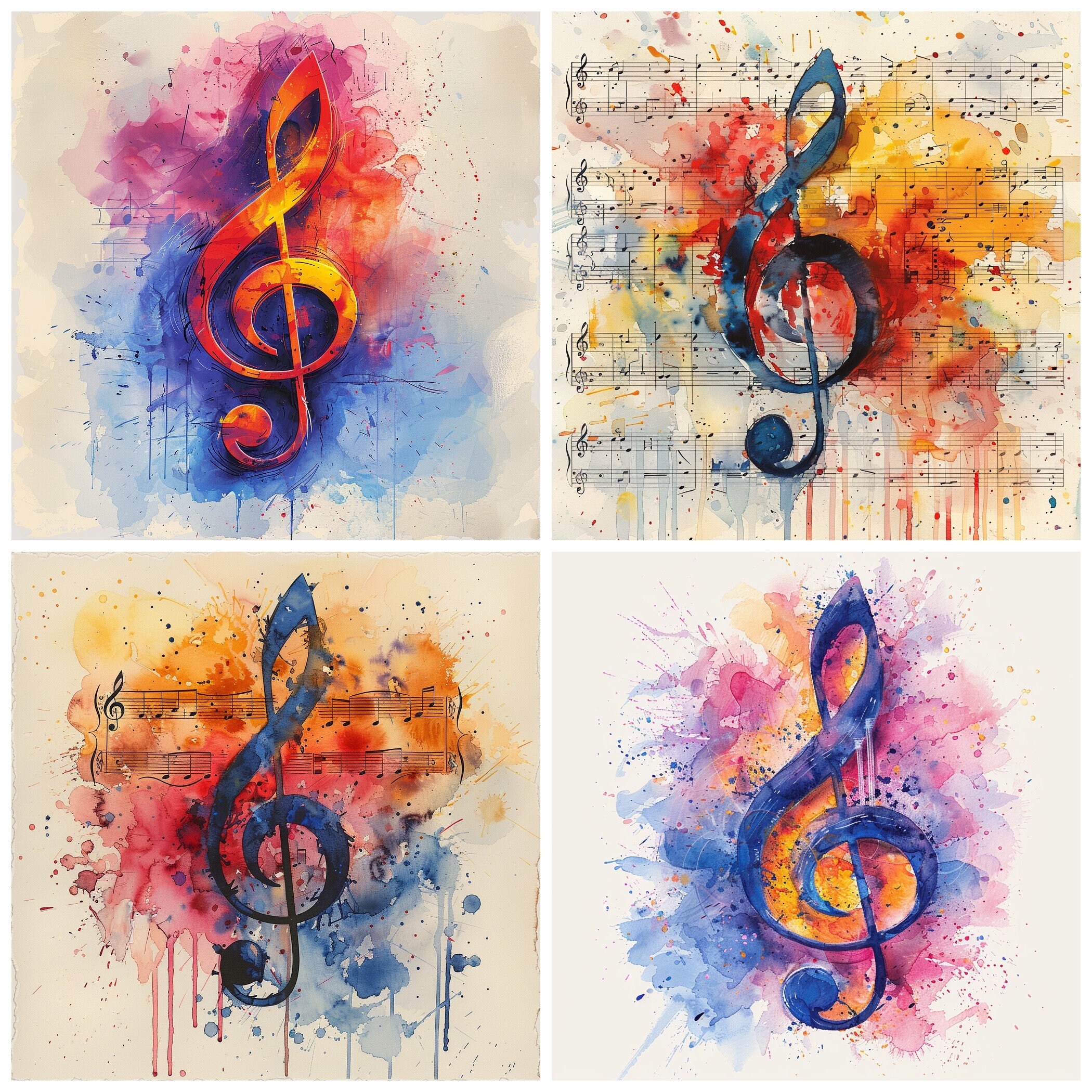 27 Treble Clef PNG Clipart, Watercolor Treble Clef Musical Symbol ...