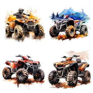 43 ATV Extreme Sport Clipart PNG Bundle, Watercolor ATV Adventure ...