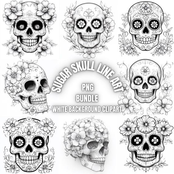 Eenvoudige Suikerschedel Tekening 63 Duizend Sugar Skull Rechtenvrije