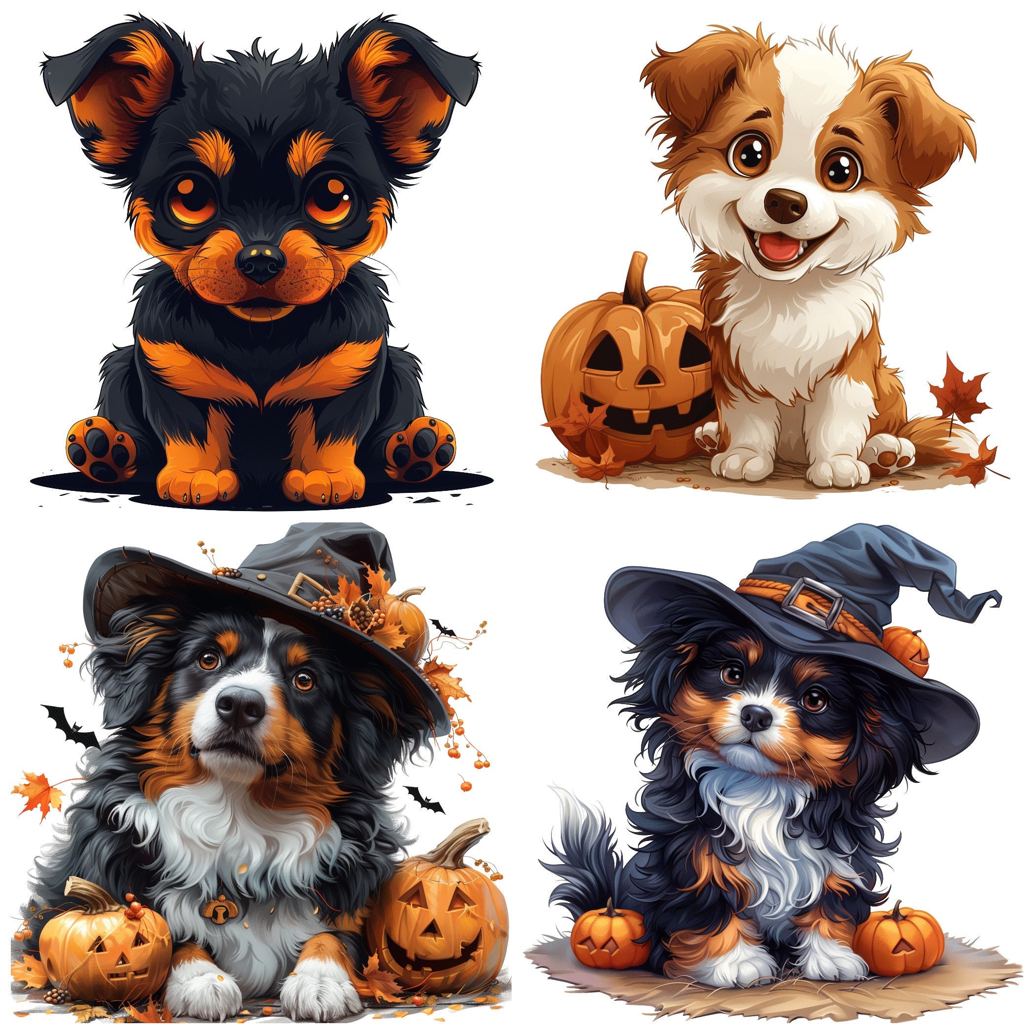 55 Halloween Dog PNG Clipart, Watercolor Halloween Puppy Transparent BG ...