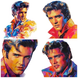 47 Elvis Presley Pop Art PNG Clipart Bundle, Colorful Elvis Presley ...