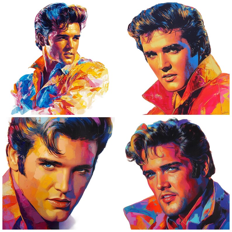47 Elvis Presley Pop Art PNG Clipart Bundle, Colorful Elvis Presley ...