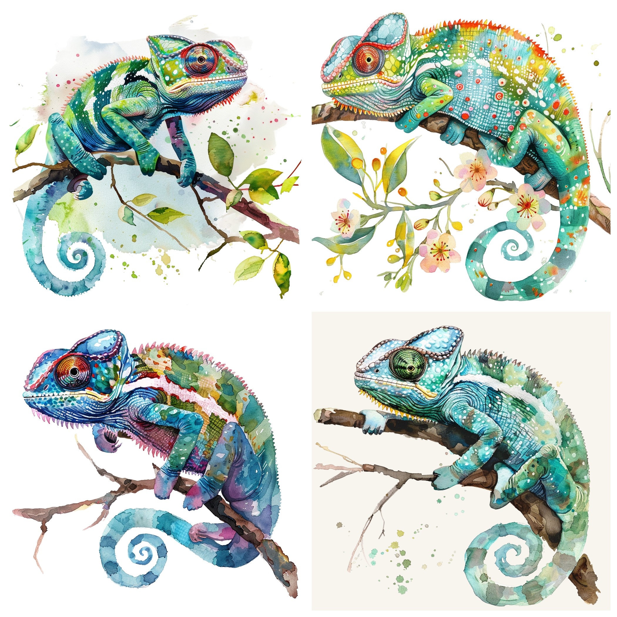 Watercolor 23 Chameleon PNG Clipart, Color-changing Lizard Chamaeleons ...