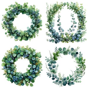 Eucalyptus PNG Clipart Bundle, Watercolor Floral Wrearth Art ...