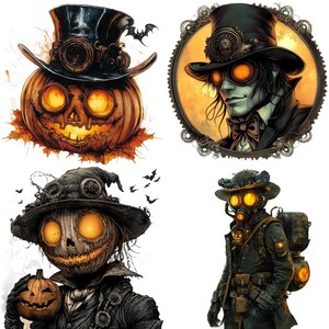 Halloween Steampunk PNG Clipart Bundle, Watercolor Victorian Mechanical ...