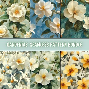 Watercolor Gardenias Seamless Pattern, Commercial Use Digital Paper ...