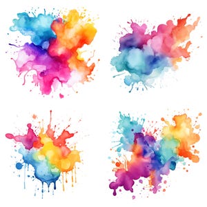 40 Watercolor Splash PNG Clipart Bundle, Color Splash Illustration ...