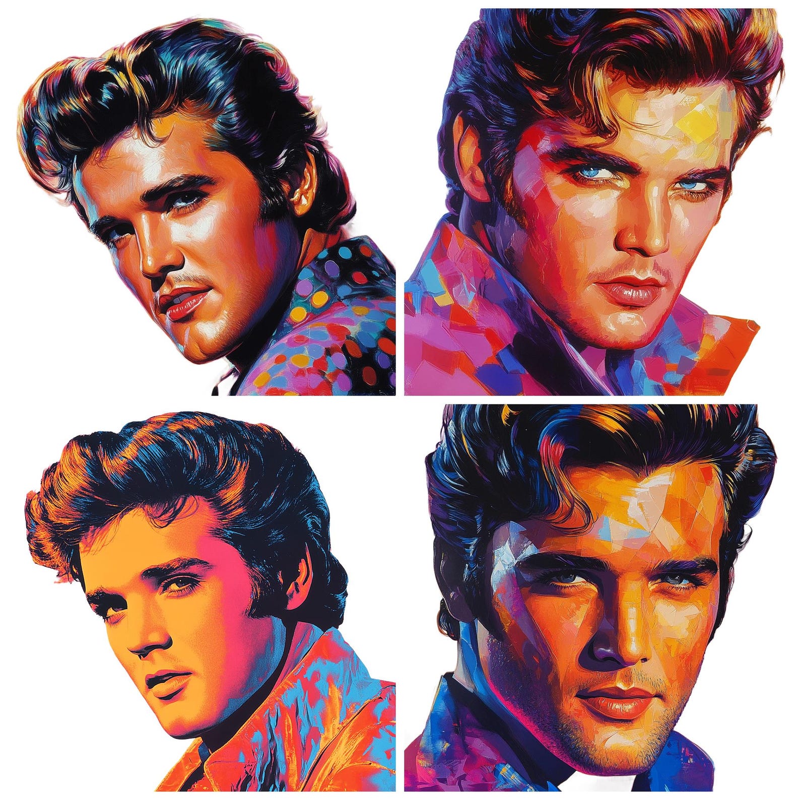 47 Elvis Presley Pop Art PNG Clipart Bundle, Colorful Elvis Presley ...