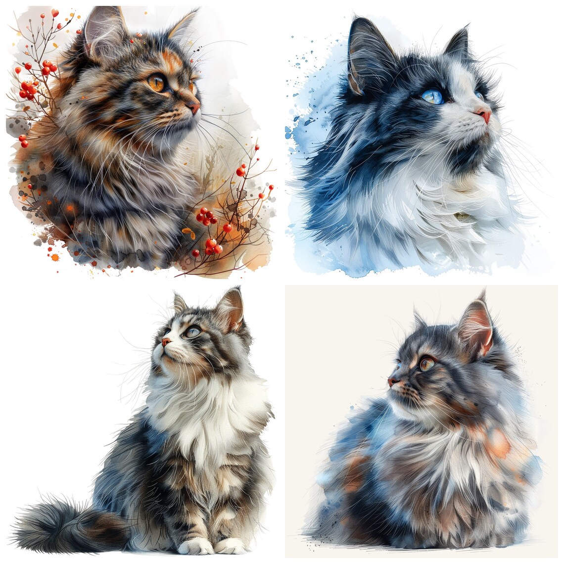 Norwegian Forrest Cat Breed PNG Clipart, Watercolor 35 Northern Europe ...