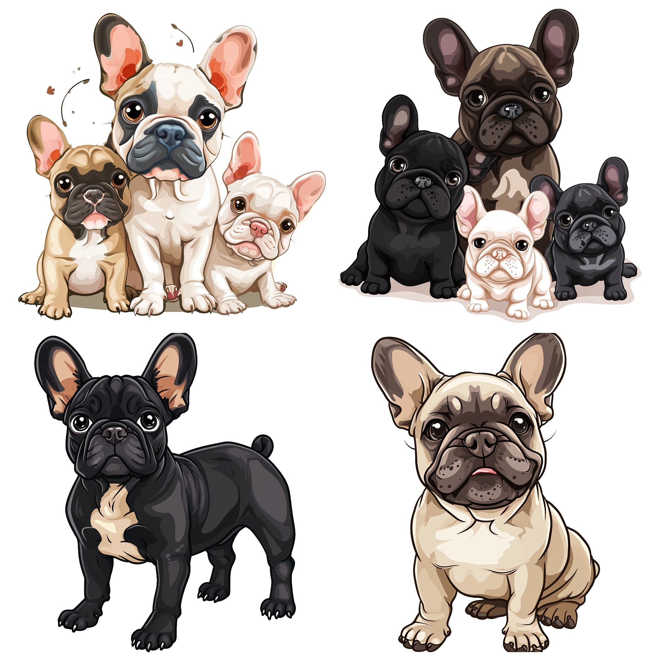 34 Cartoon French Bulldog PNG Clipart, Adorable Cartoon Frenchie ...