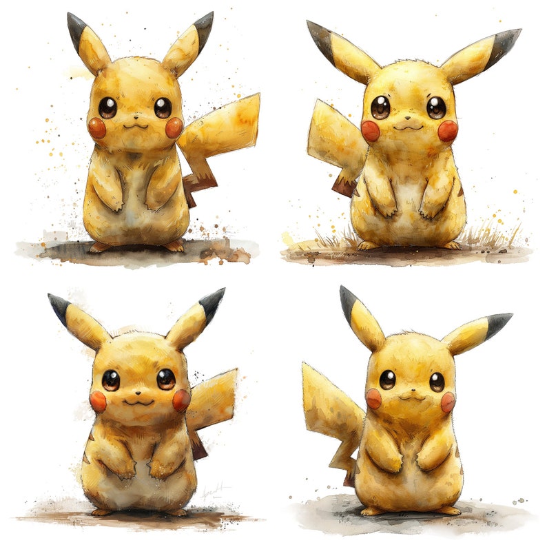 40 Watercolor Pikachu PNG Clipart, Pokemon Illustration (digital ...