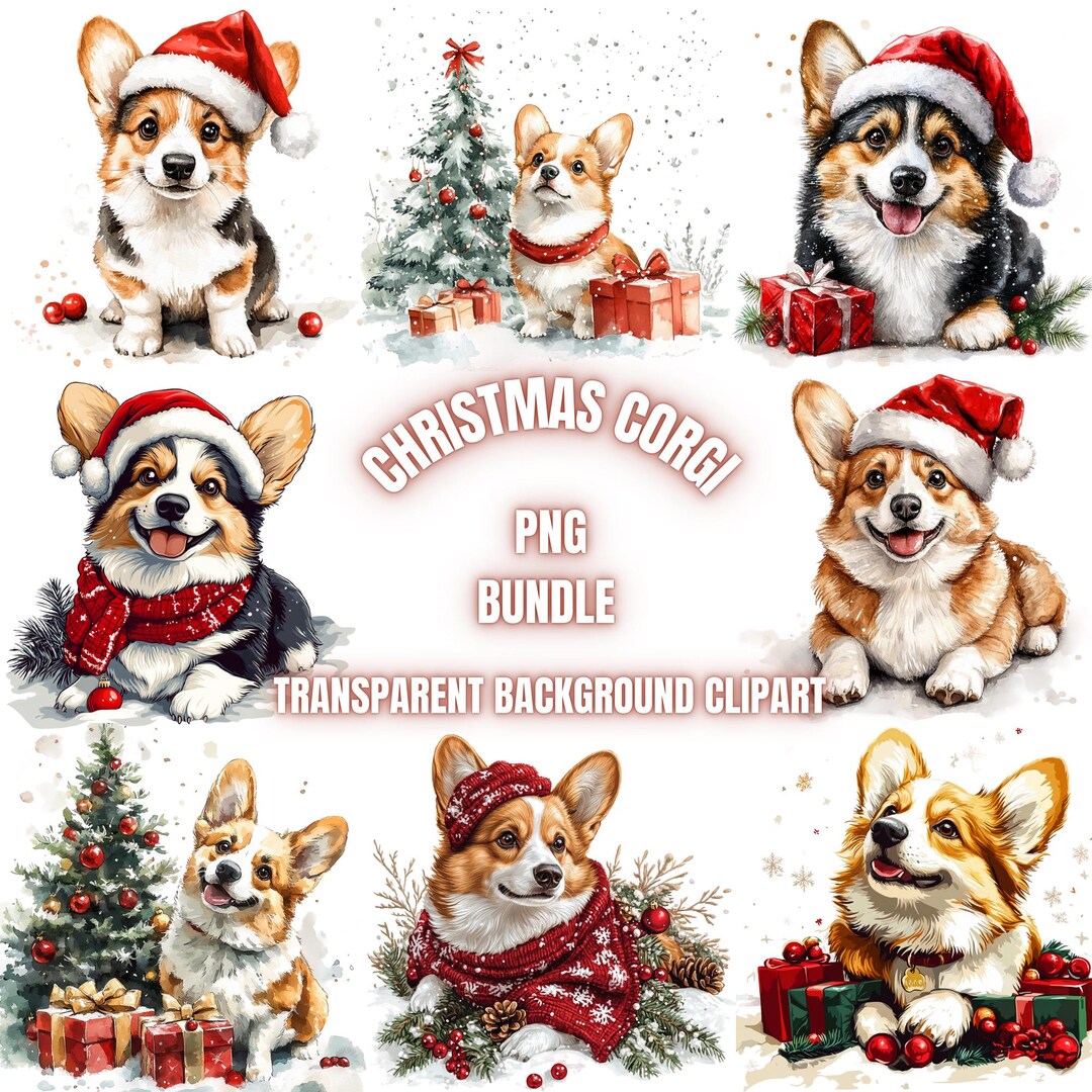 42 Christmas Corgi PNG Clipart Bundle, Xmas Corgi Dog Breed ...