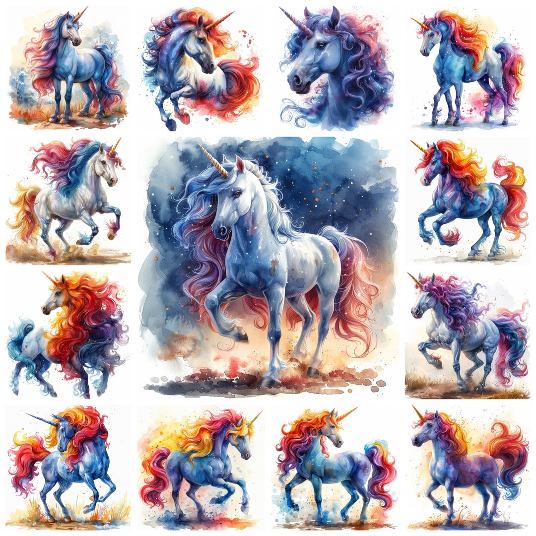 Watercolor Unicorn PNG Clipart, 26 Mythical Creature Unicorn ...