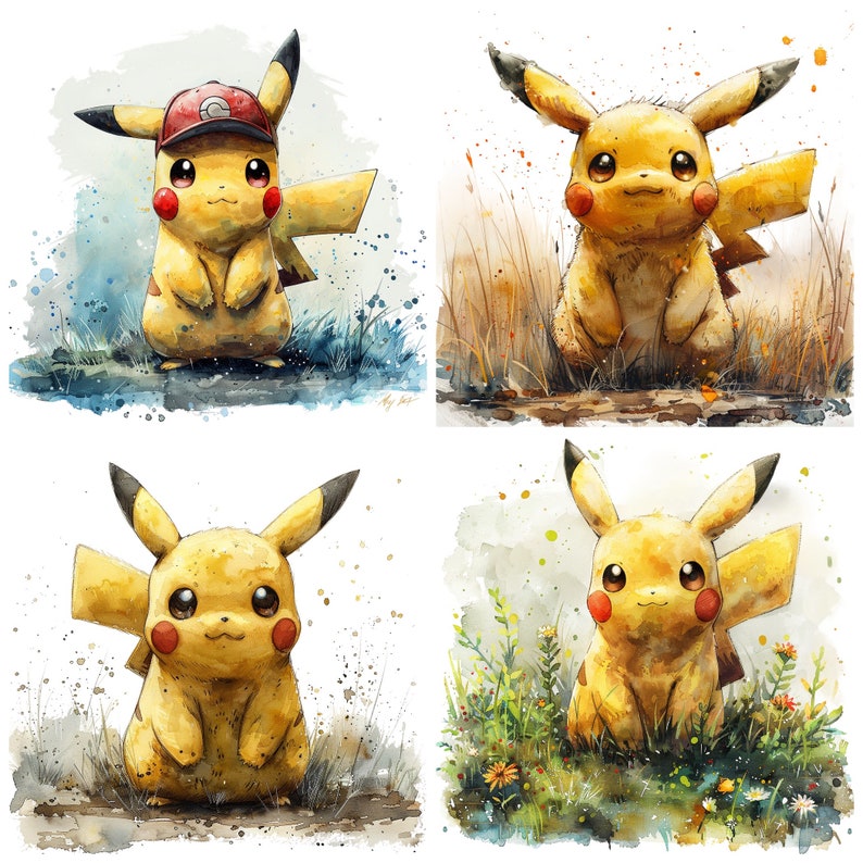 Pikachu PNG Clipart, Watercolor 40 Pikachu Pokemon Scenery Illustration ...