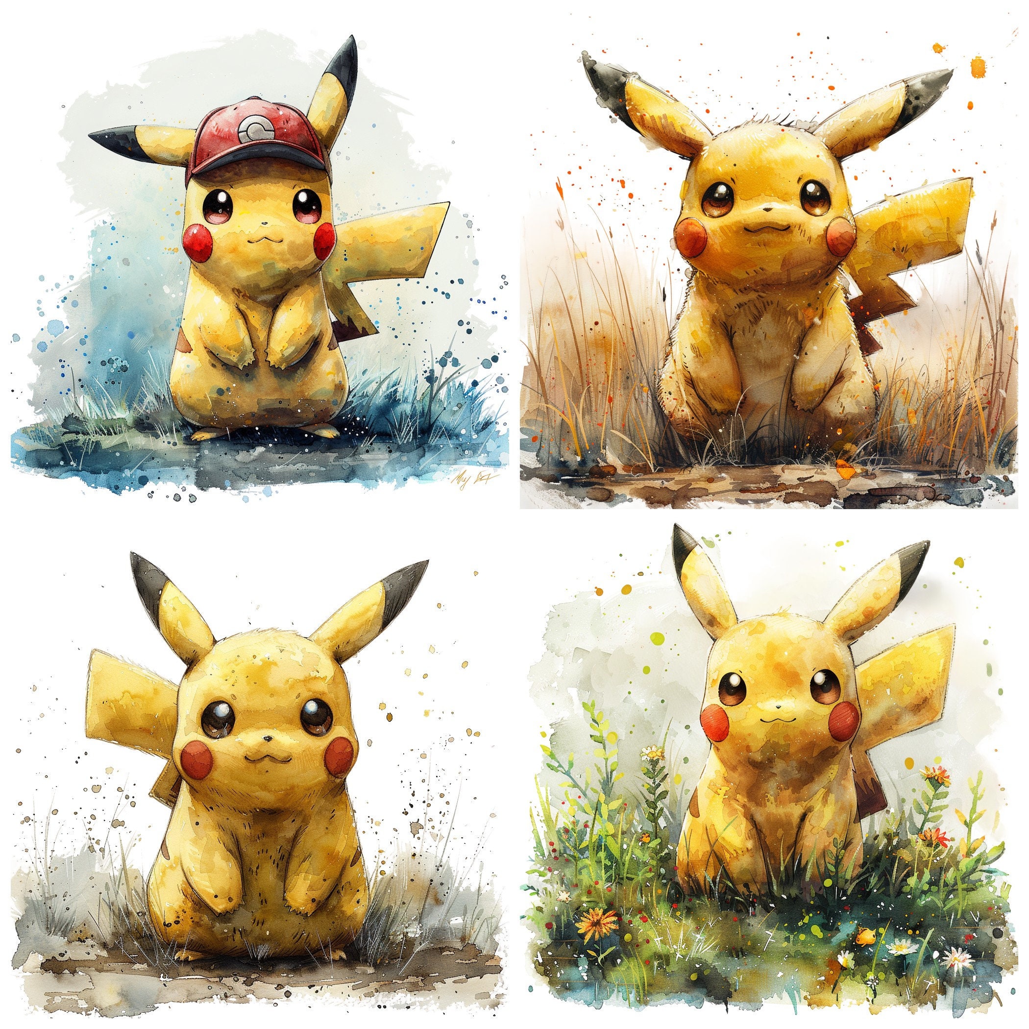Pikachu PNG Clipart, Watercolor 40 Pikachu Pokemon Scenery Illustration ...