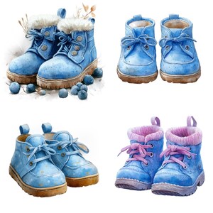 Baby Booties PNG Clipart Bundle, Watercolor Cute Baby Shower ...