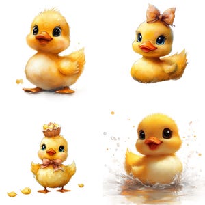Rubber Duck PNG Clipart Bundle, Watercolor Cute Baby Shower ...