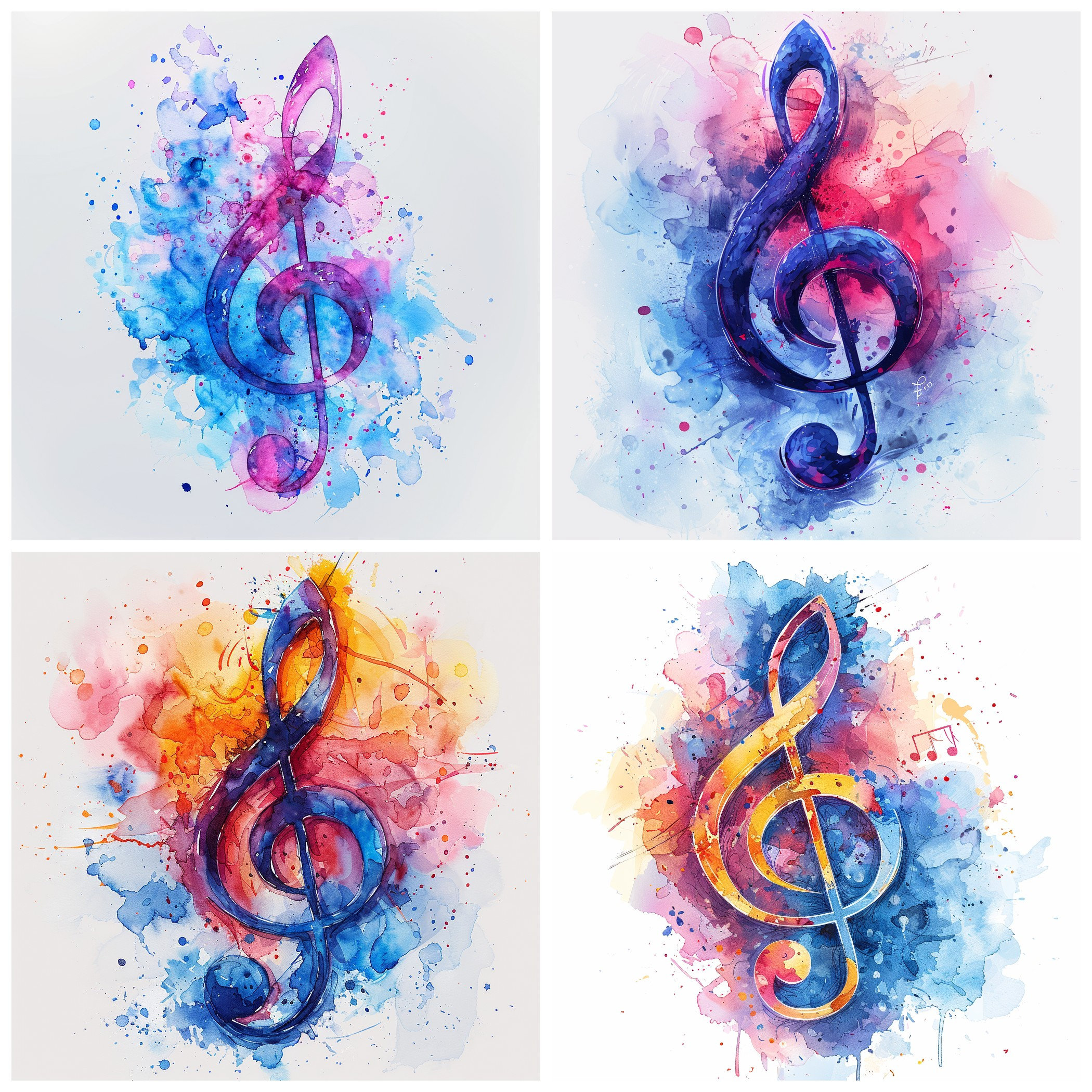 27 Treble Clef PNG Clipart, Watercolor Treble Clef Musical Symbol ...