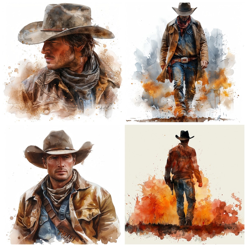 Cowboy PNG Clipart, Watercolor 33 Wild West Cowboy Scenery Image ...
