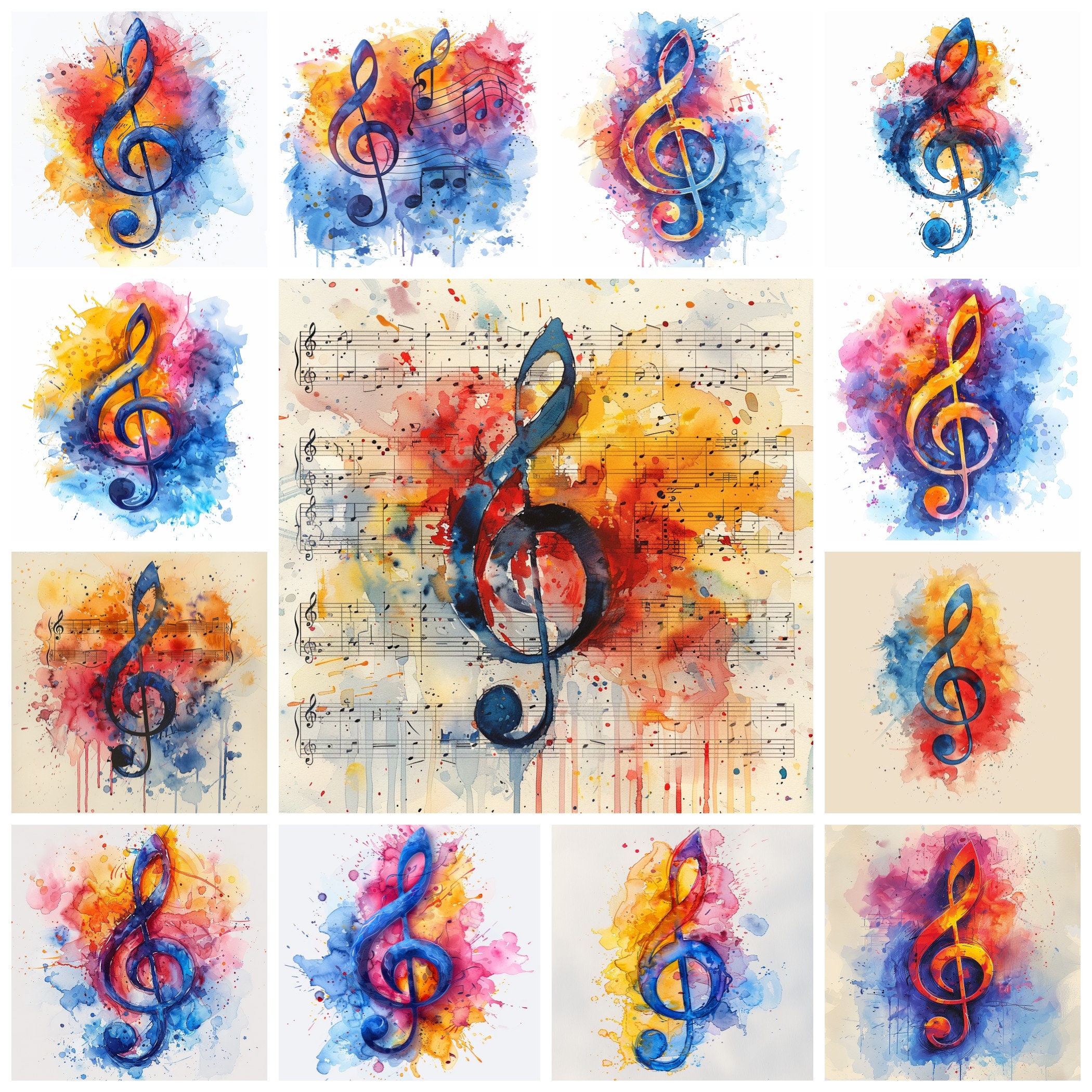 27 Treble Clef PNG Clipart, Watercolor Treble Clef Musical Symbol ...