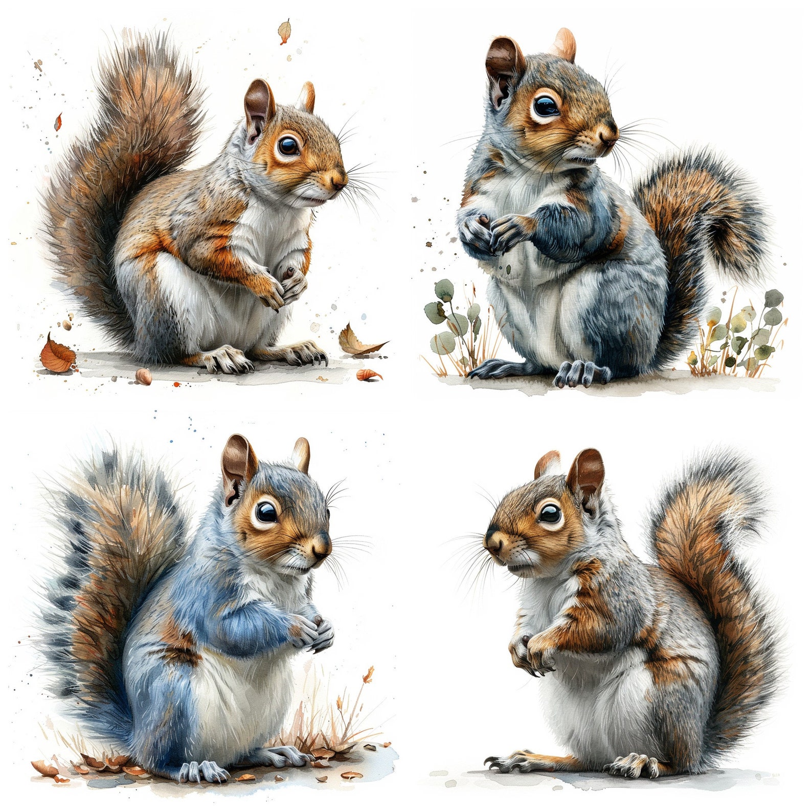 26 Gray Squirrel PNG Clipart, Watercolor Eastern Gray Squirrel ...