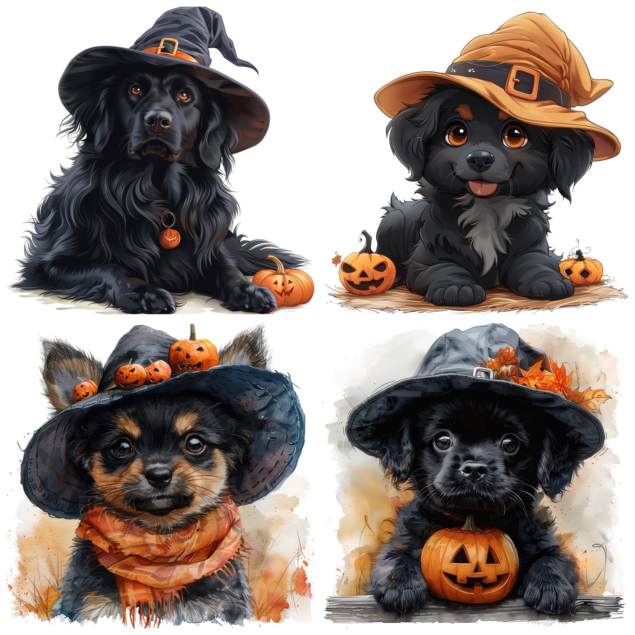 55 Halloween Dog PNG Clipart, Watercolor Halloween Puppy Transparent BG ...