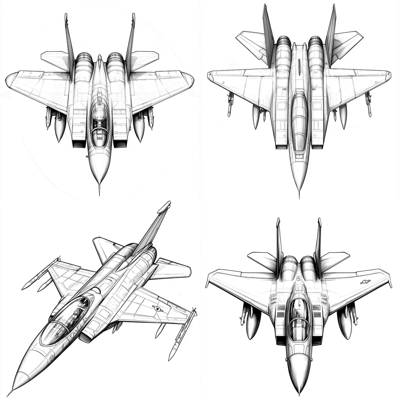 33 Modern Jet Fighter Line Art PNG Clipart Bundle, Abstract Line Art ...