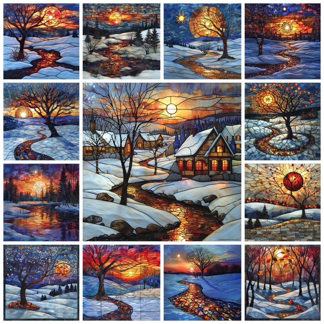 Stained Glass Winter PNG Clipart, 44 Watercolor Stained Glass Window ...