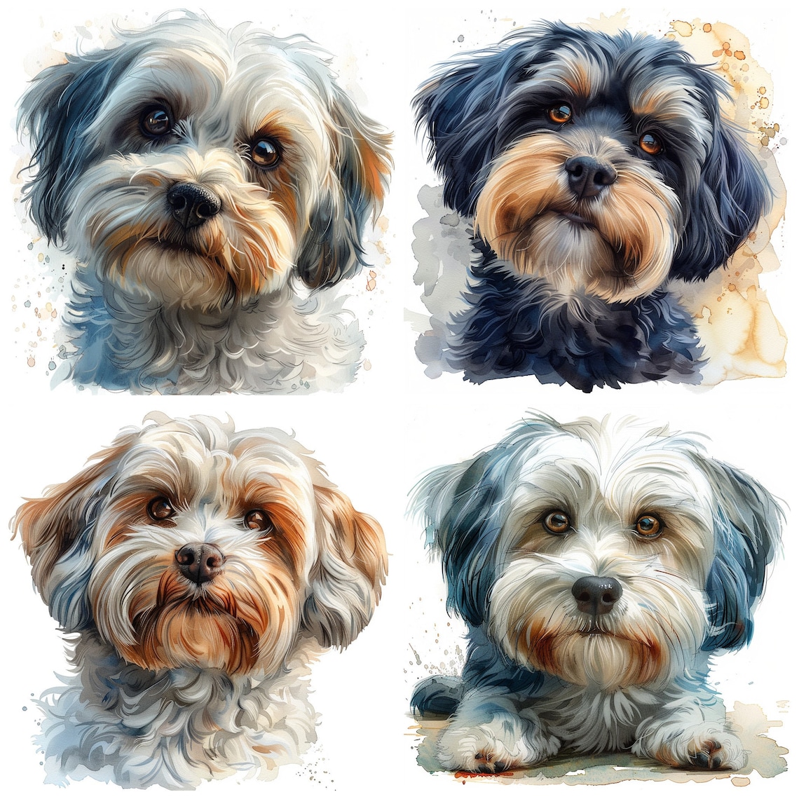 41 Havanese Dog Portrait PNG Clipart, Watercolor Havanese Bichon-type ...
