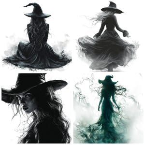 40 Shadow Witch PNG Clipart Bundle, Watercolor Shadow Sorceress ...