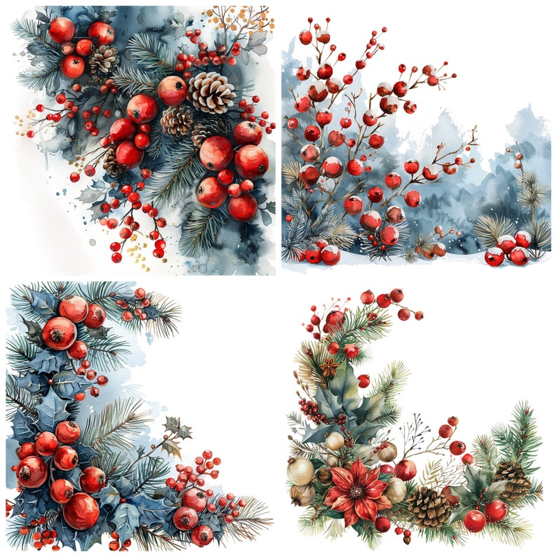 48 Christmas Border PNG Clipart Bundle, Festive Border Illustration ...