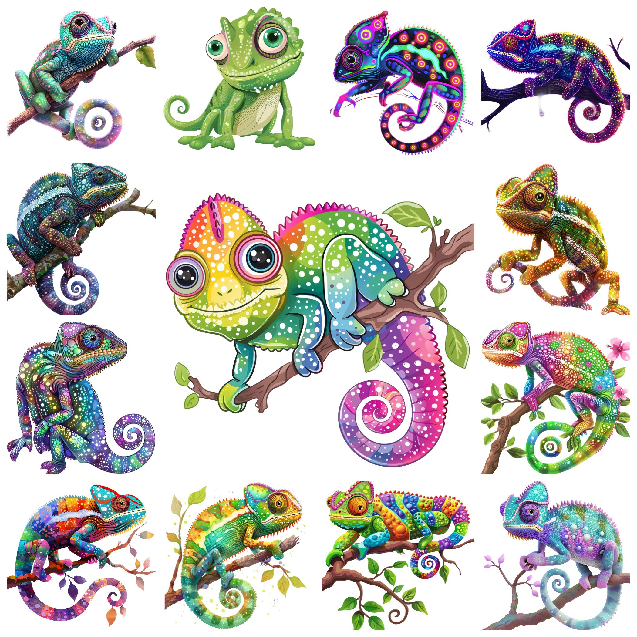 Chameleon Clip Art Chameleon Watercolor, Digital Downloads, Chameleon