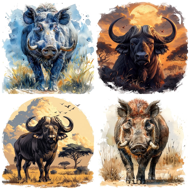 47 Africa Savannah Animals PNG Clipart , Watercolor Savanna Wildlife ...