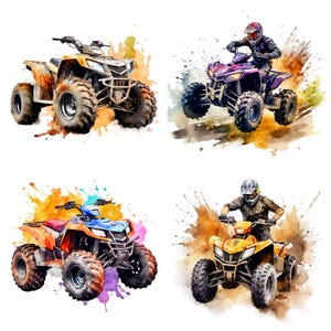 43 ATV Extreme Sport Clipart PNG Bundle, Watercolor ATV Adventure ...