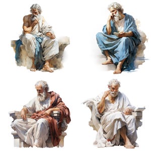 Socrates PNG Clip Art Bundle, Watercolor Ancient Greek Philosopher ...