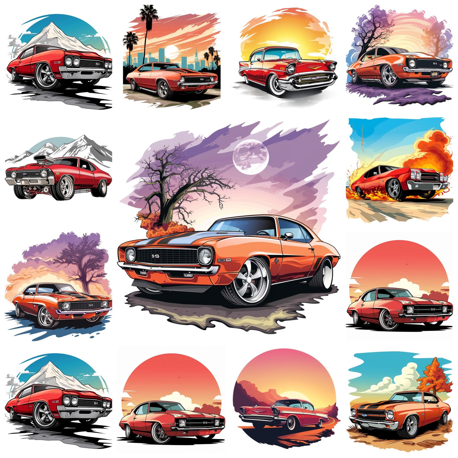 38 Muscle Car PNG Clipart, Retro Cartoon American Car Transparent ...